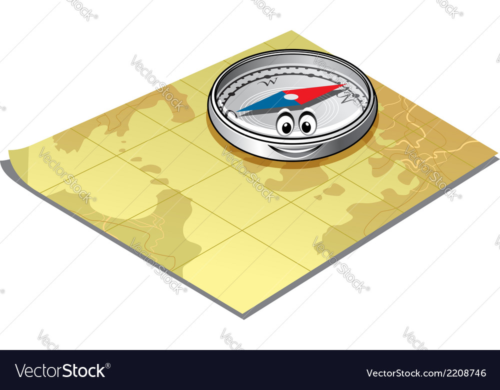 Compass on a map Royalty Free Vector Image - VectorStock