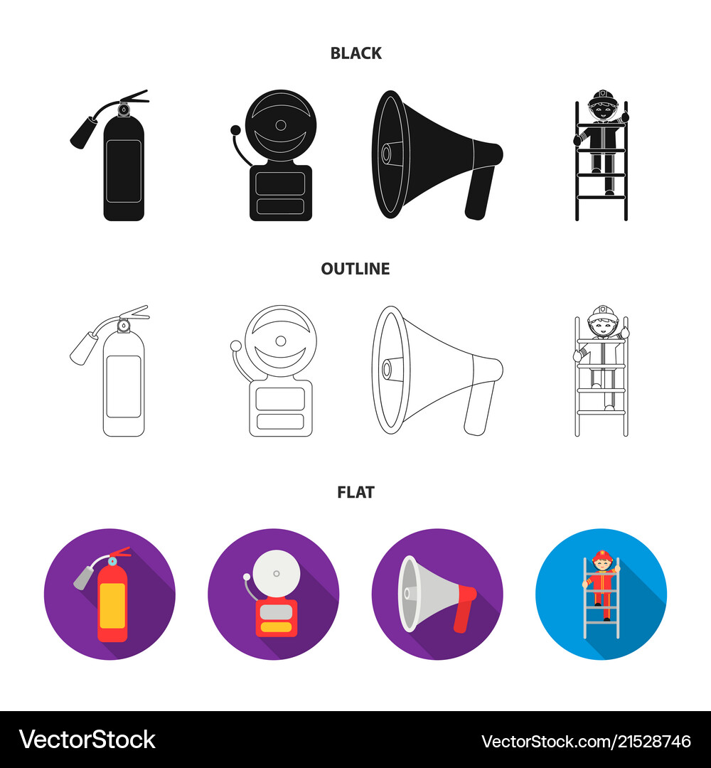 Fire extinguisher alarm megaphone fireman Vector Image