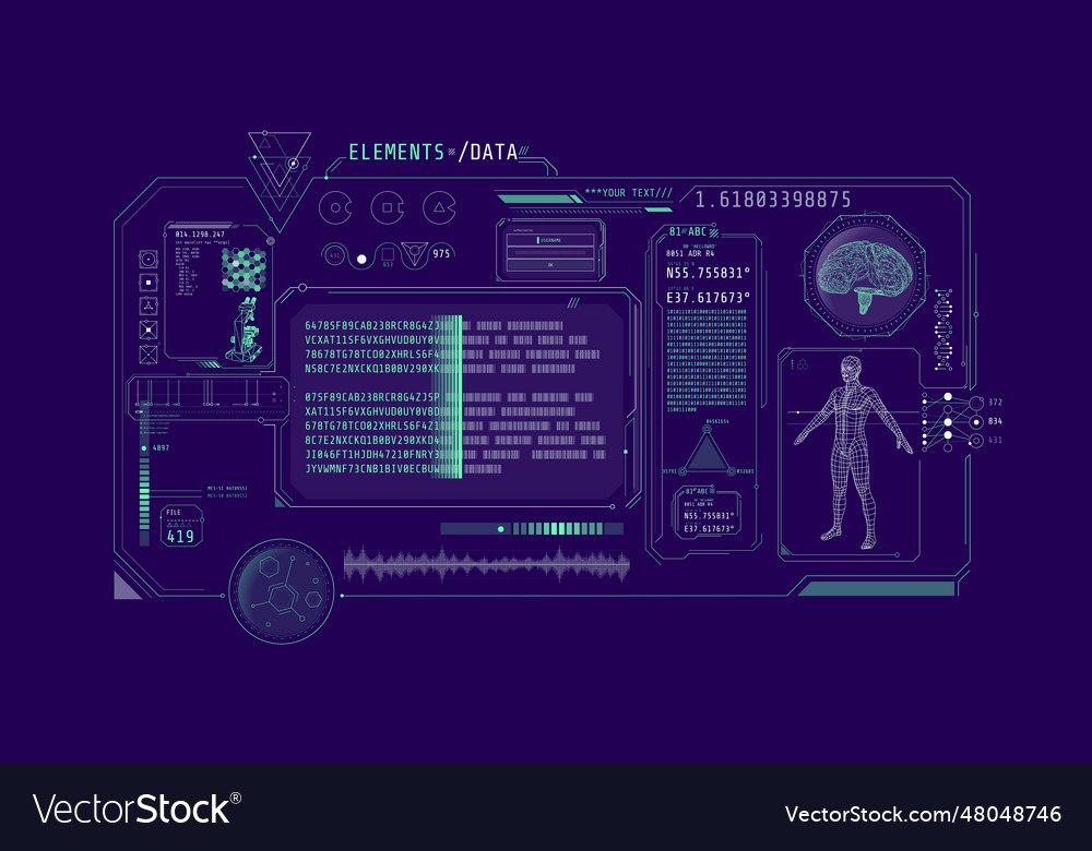Futuristic medical research program interface Vector Image