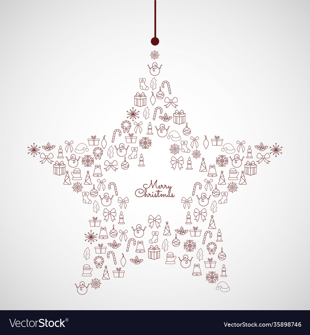 Merry christmas icon set star hanging Royalty Free Vector