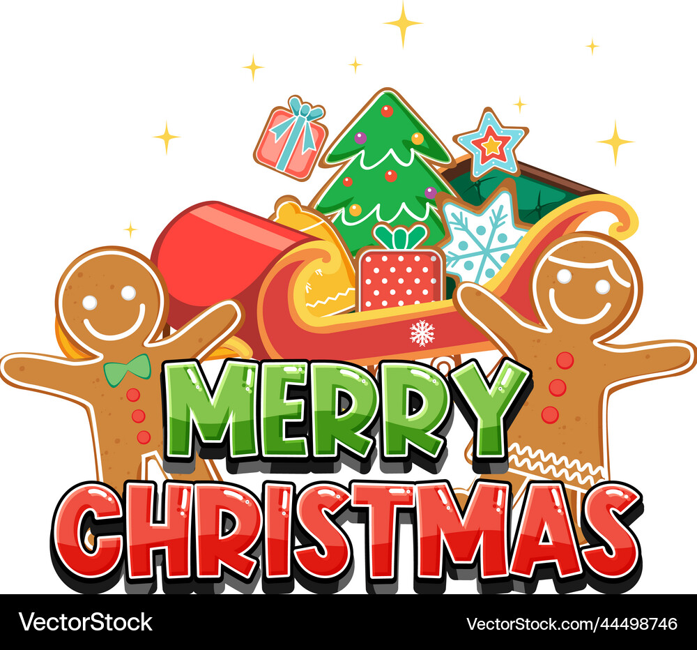 Merry christmas text with gingerbread Royalty Free Vector