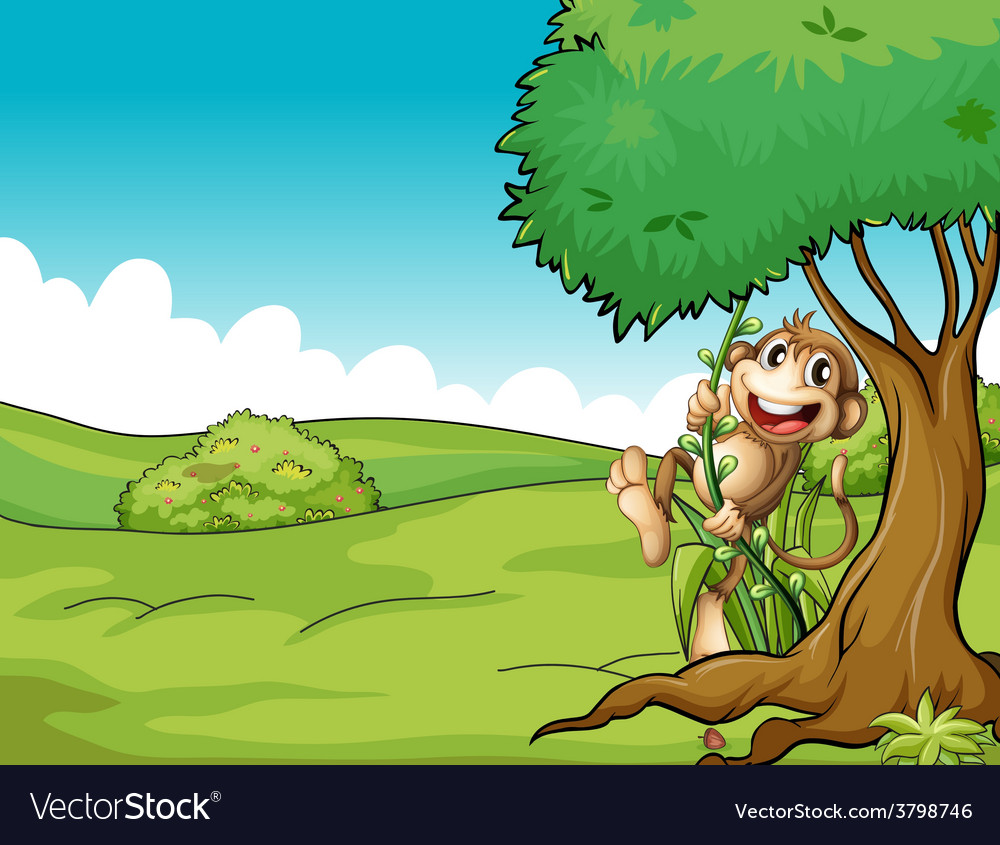 Monkey and tree Royalty Free Vector Image - VectorStock