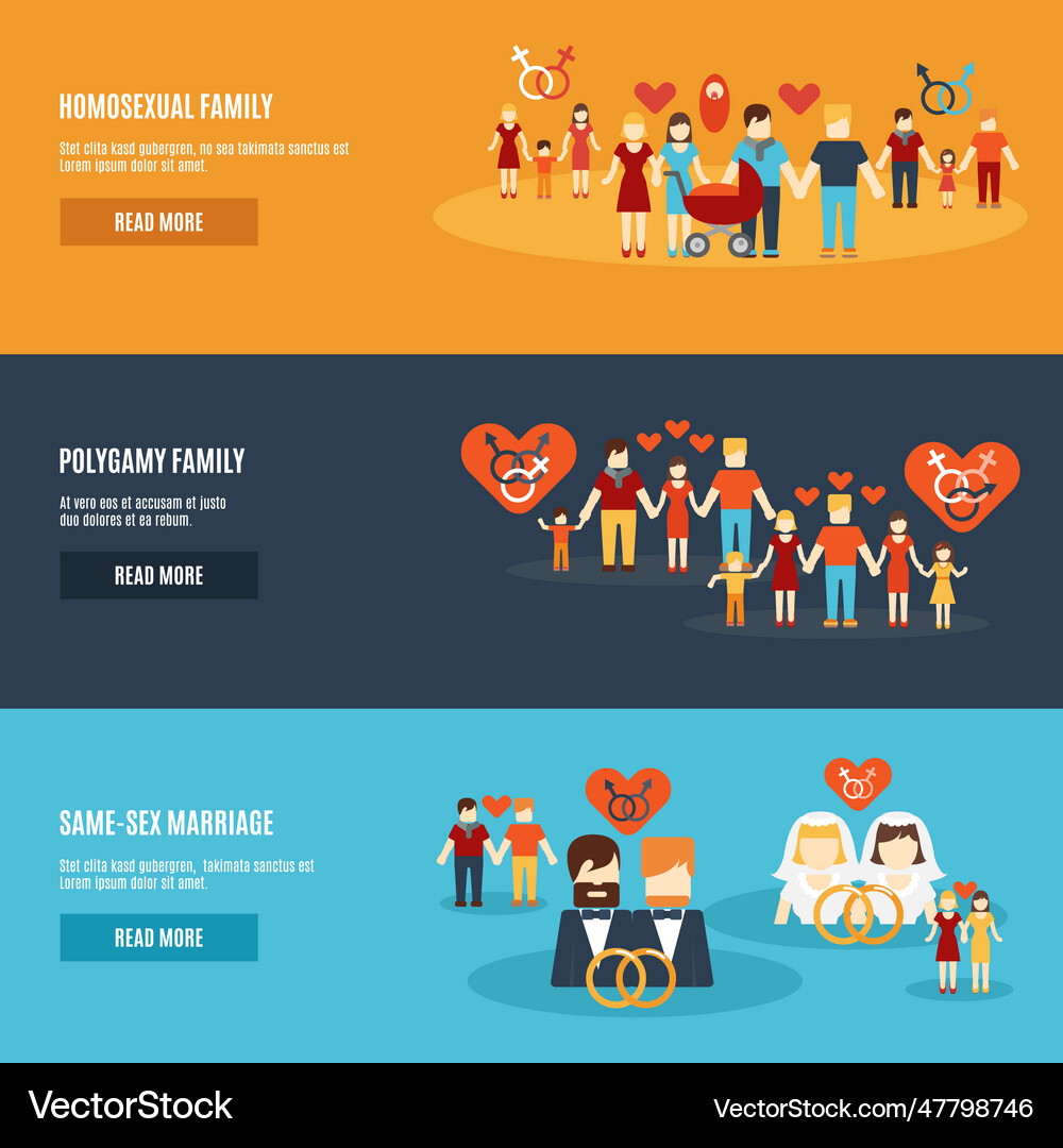 Non-traditional family banners set Royalty Free Vector Image