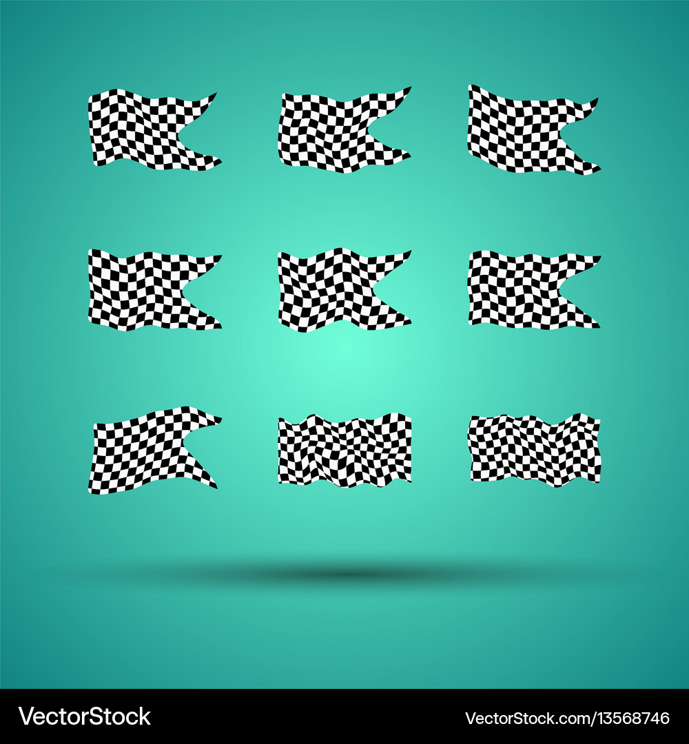 Racing background set collection of 9 checkered Vector Image