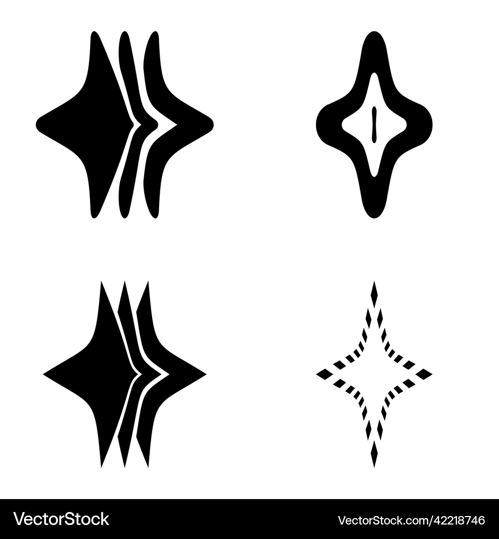 Rhombic star3 flat icon set isolated on white Vector Image