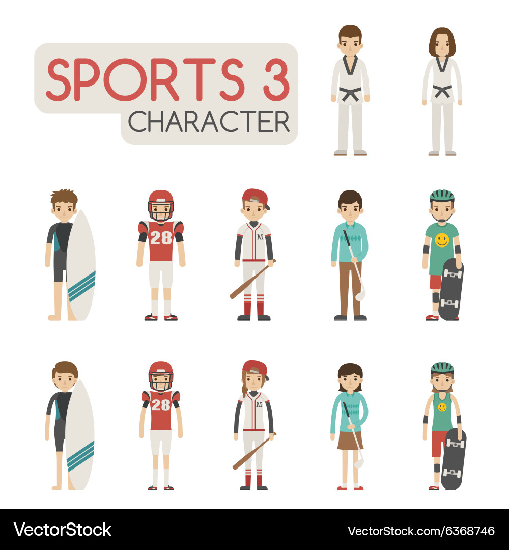 Set cartoon sport characters eps10 Royalty Free Vector Image