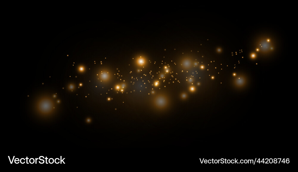 Set glow light effect with white sparks and golden