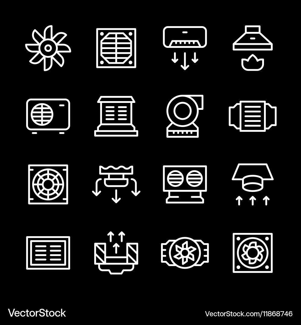 Set line icons of ventilation Royalty Free Vector Image