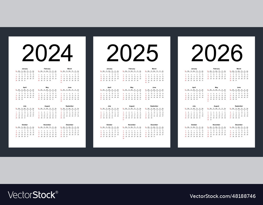 Simple editable calendars for year 2024 Royalty Free Vector