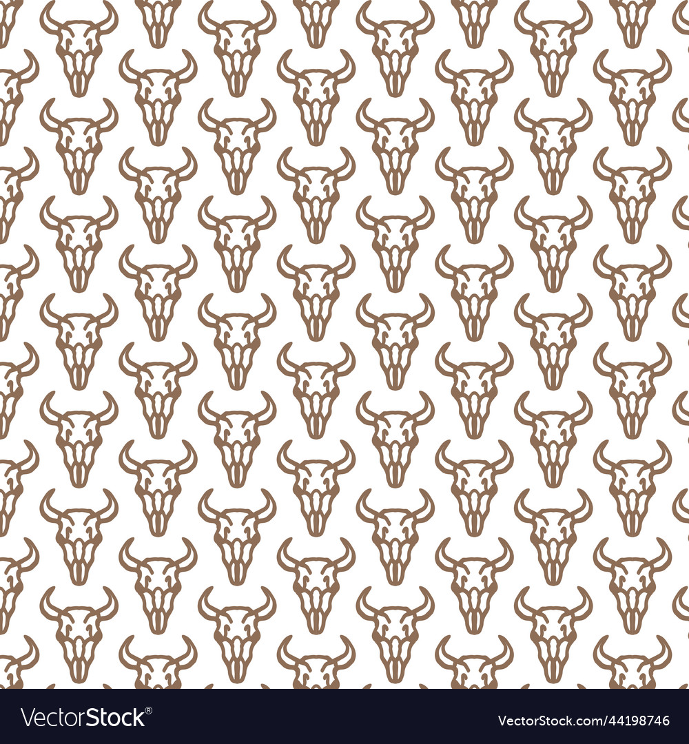 Skeleton buffalo head pattern brown background Vector Image