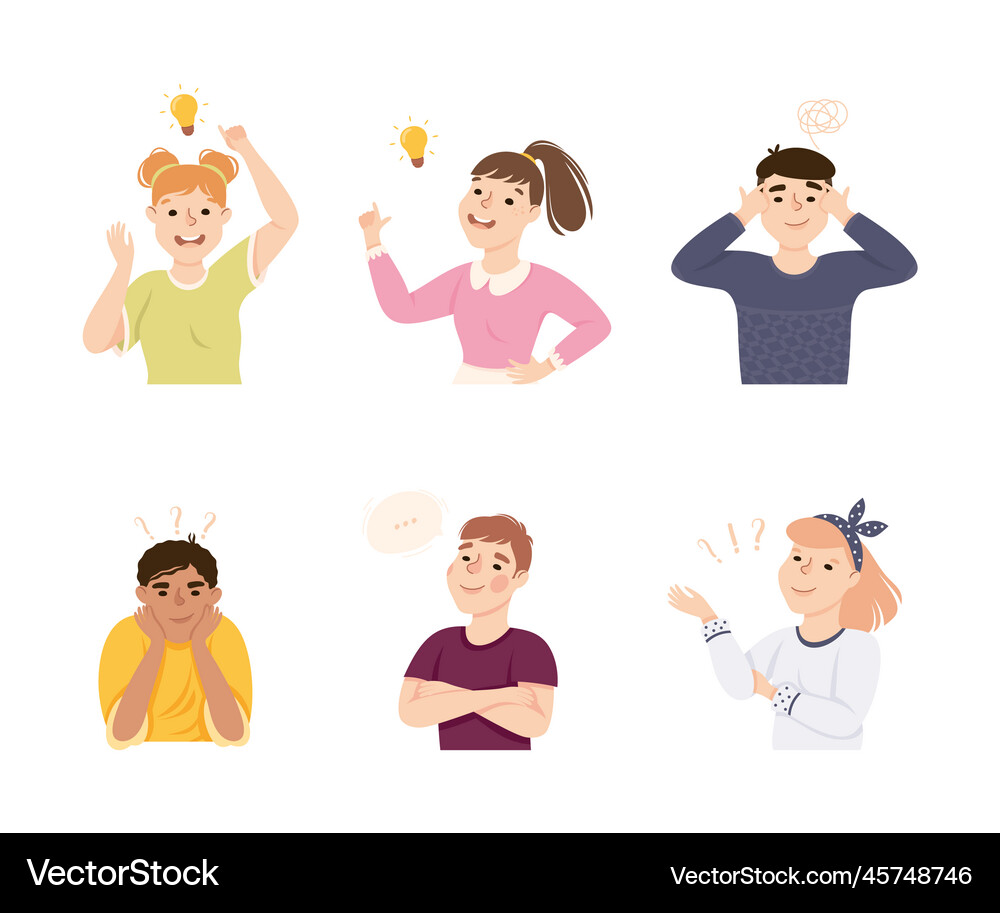 Thoughtful male and female thinking figuring Vector Image