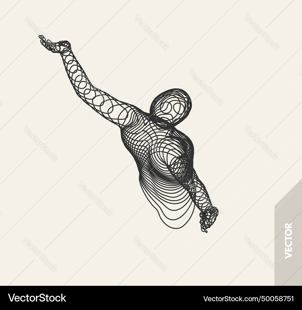 3d model of man wire connection to virtual Vector Image