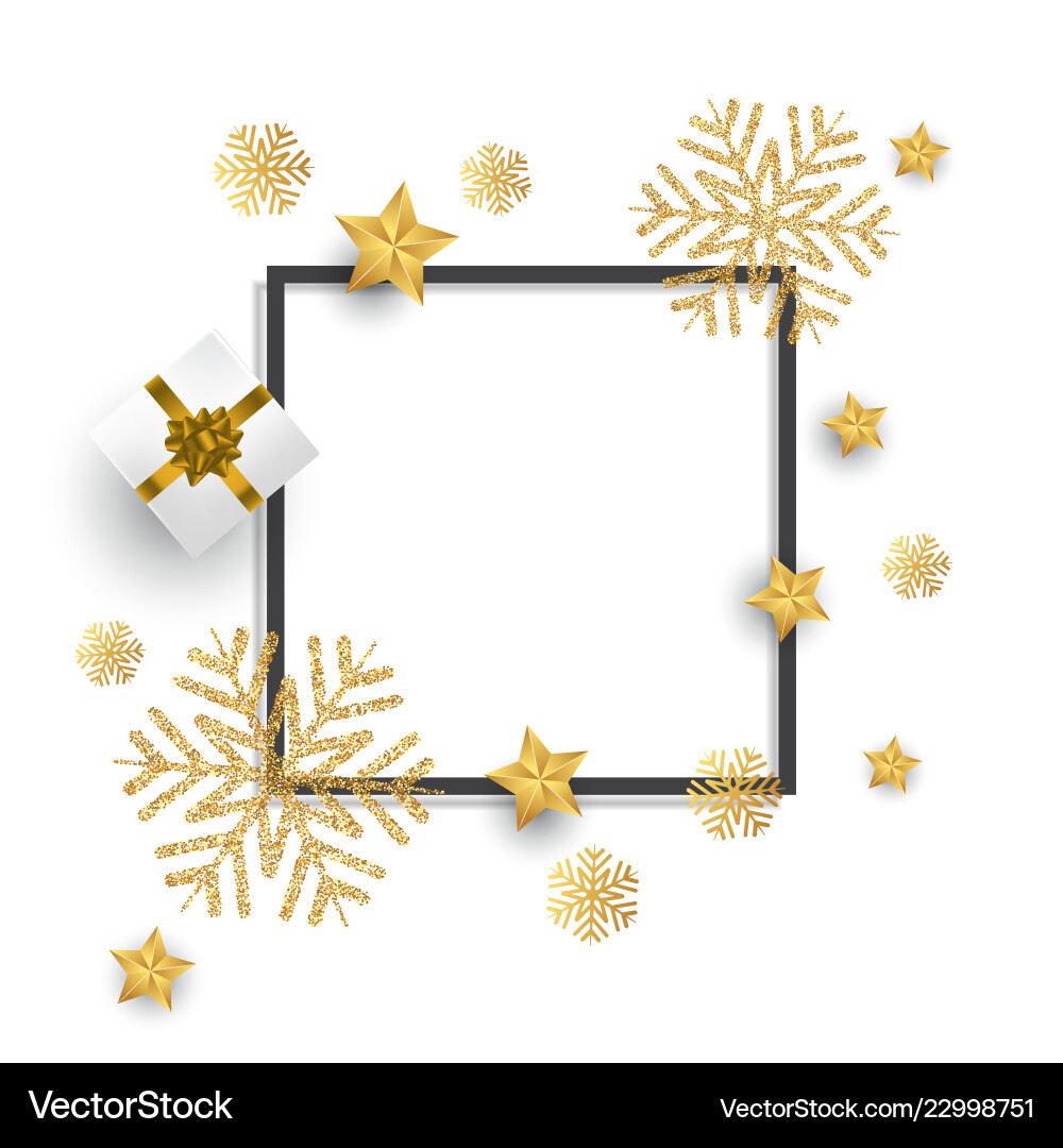 Christmas background with glitter snowflakes gift Vector Image