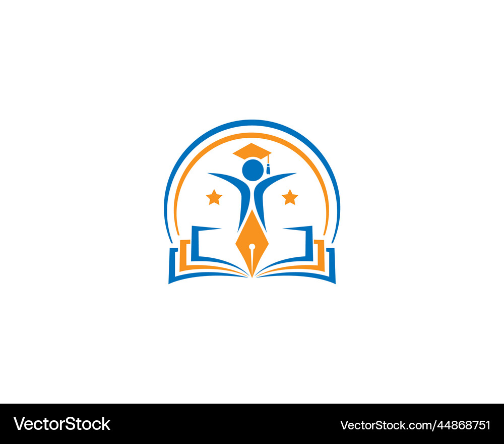 Education human pen book sign combination logo Vector Image