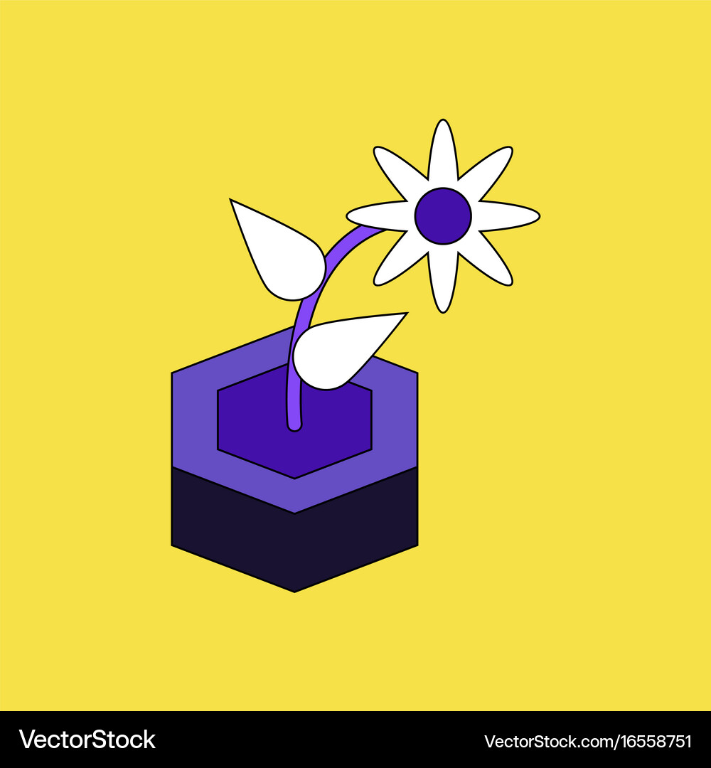Flat icon design collection flower in the ground Vector Image