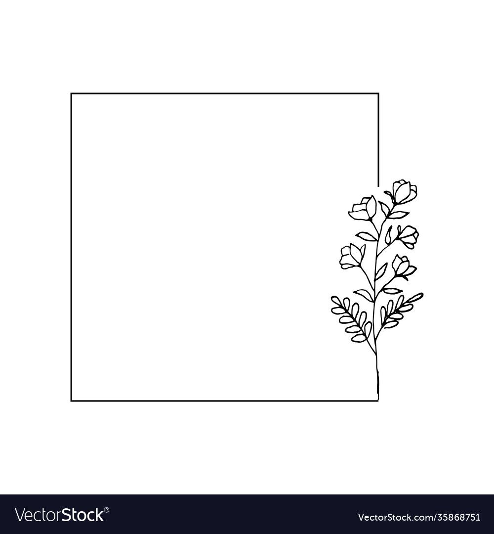 Modern square frame with floral decoration Vector Image