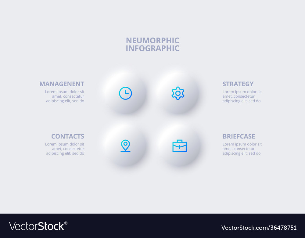 Neumorphic circle elements for infographic Vector Image