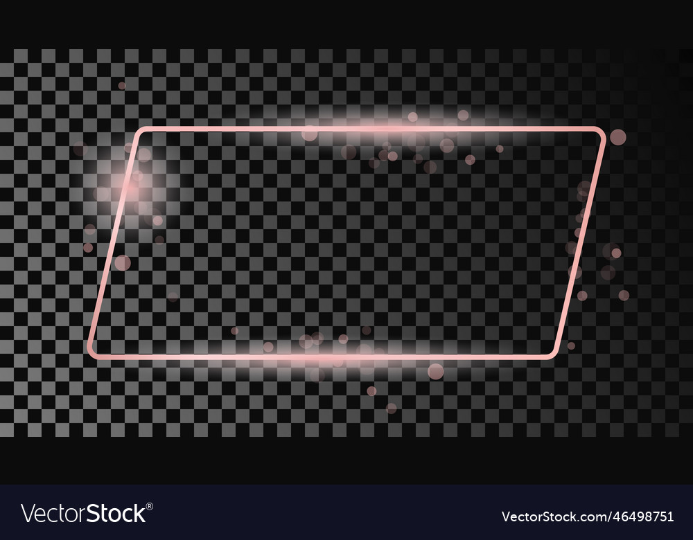 Rose gold glowing rounded rectangular shape frame Vector Image