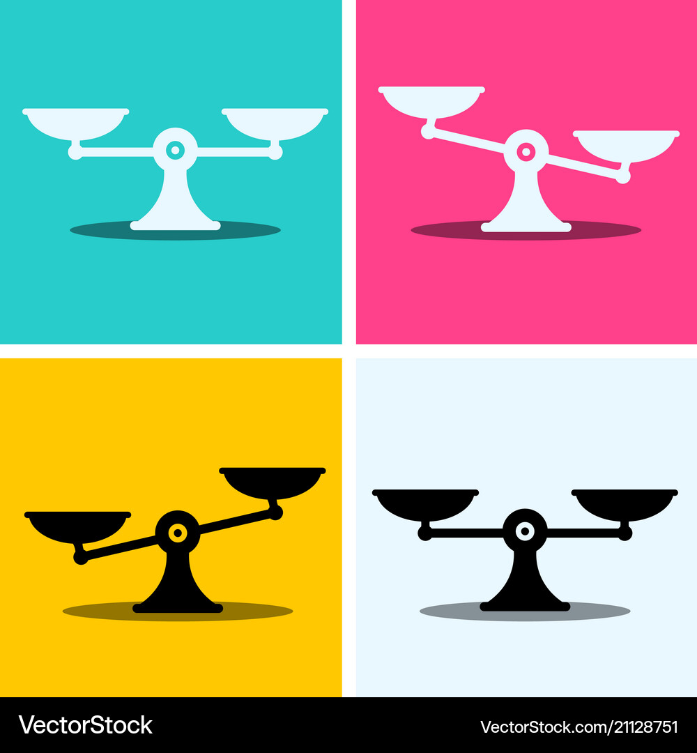 Scales icons set on colorful background scale Vector Image