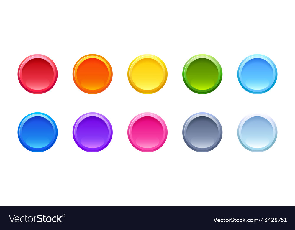 Set Of Round Colorful Buttons Royalty Free Vector Image