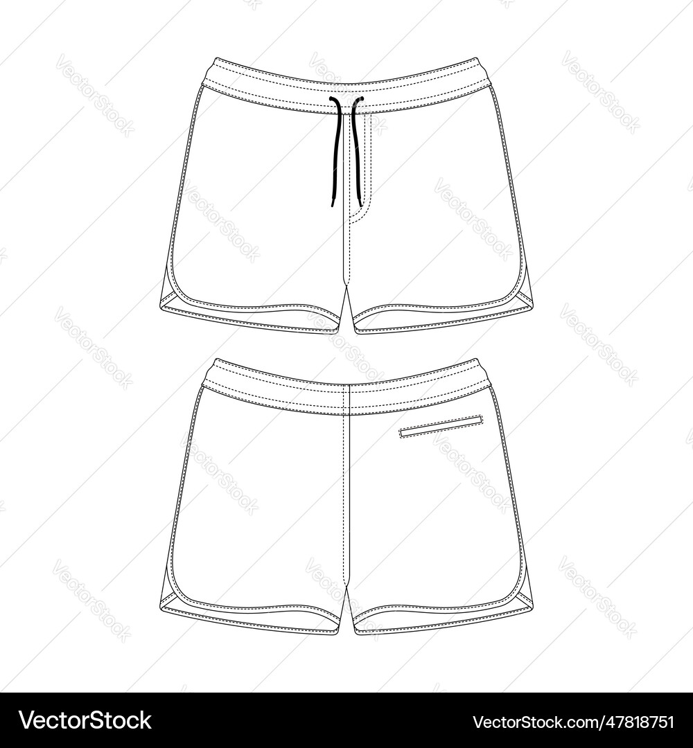 Template swim short flat design outline clothing Vector Image