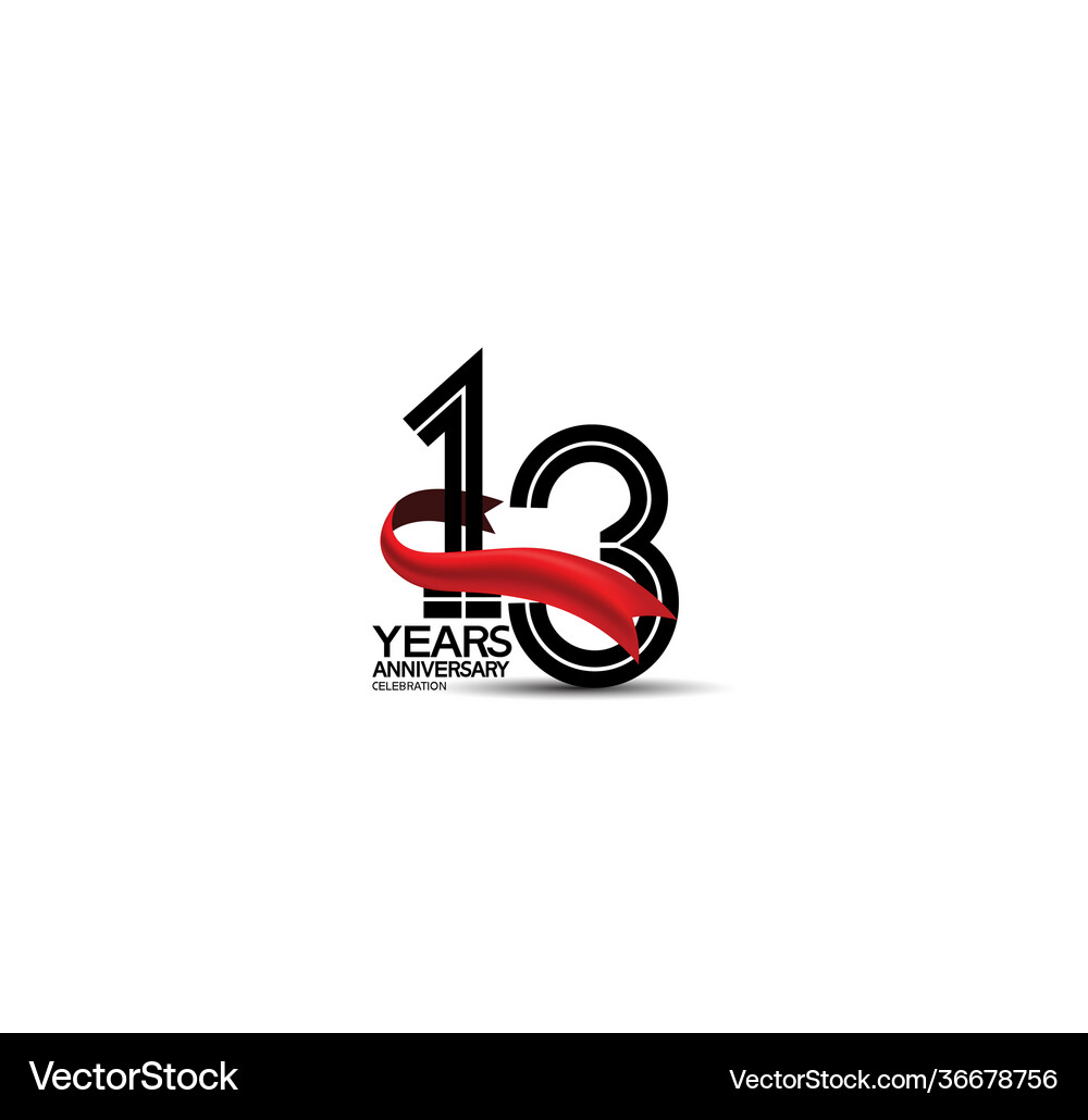 13 years anniversary logotype flat black color Vector Image