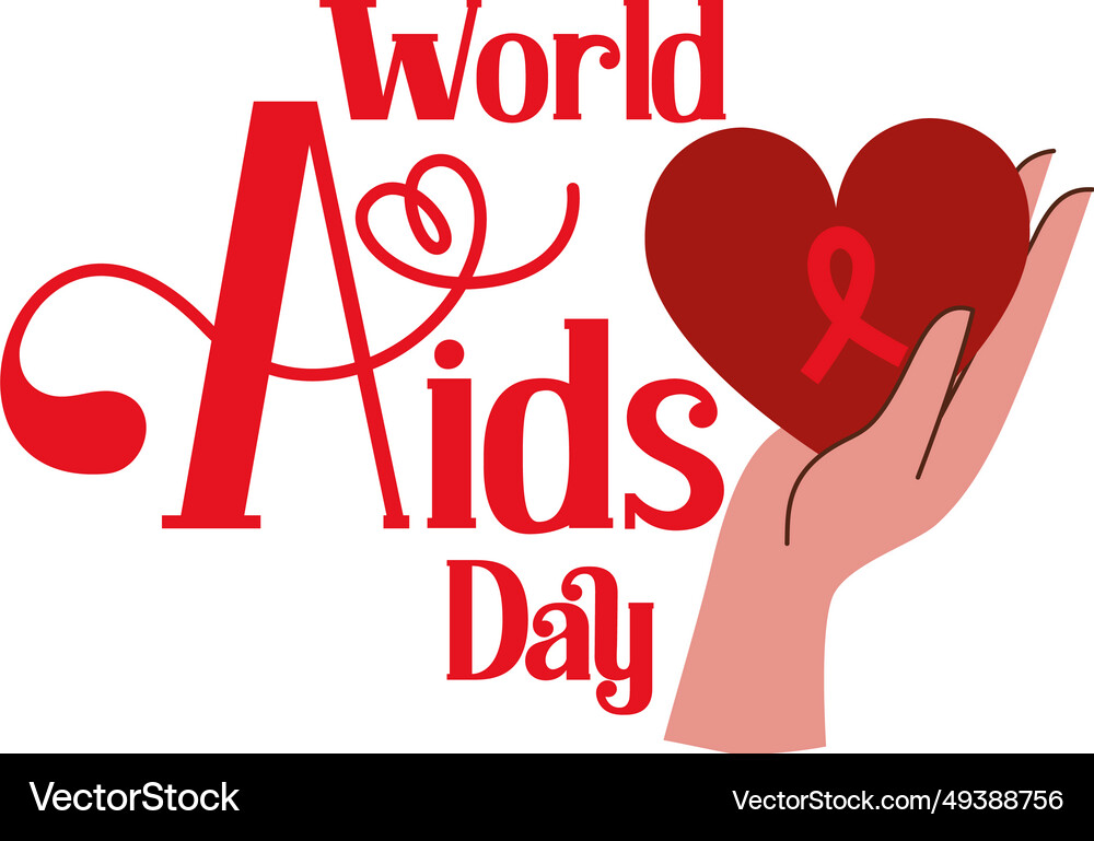 Aids day message with hand lifting heart Vector Image