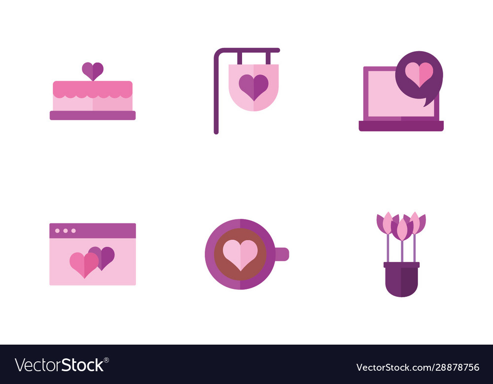 Bundle valentines day set icons Royalty Free Vector Image