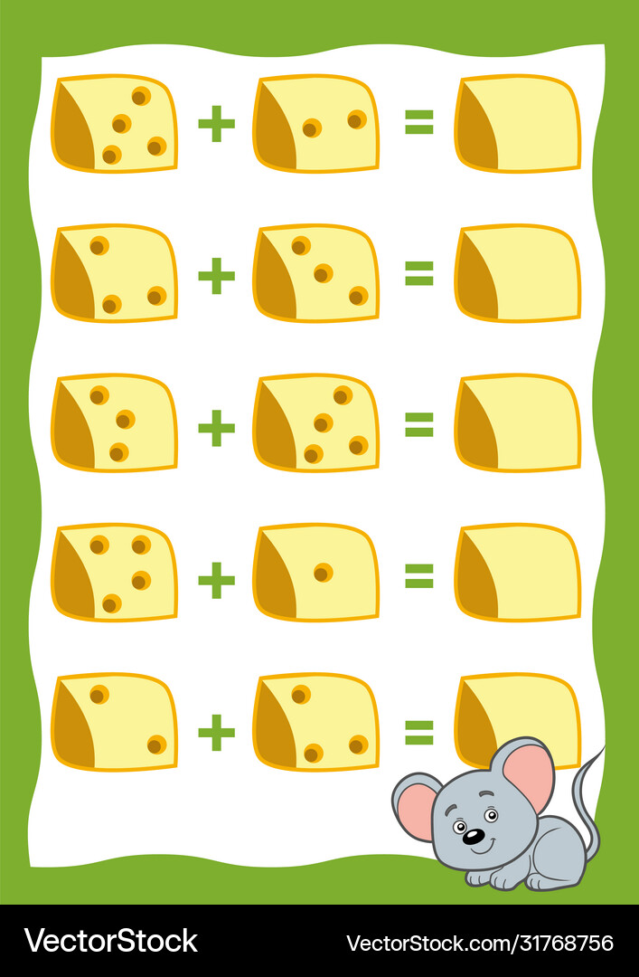 Counting game for children addition worksheets Vector Image