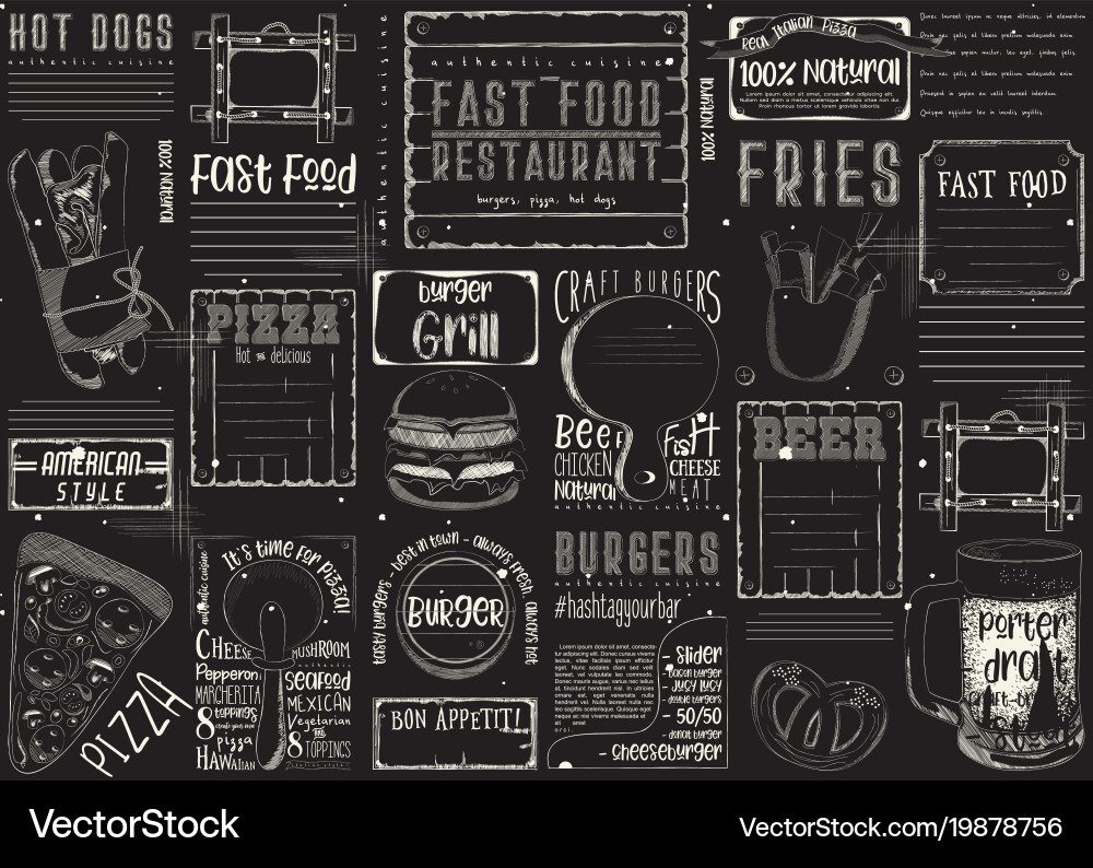 Fast food restaurant placemat Royalty Free Vector Image