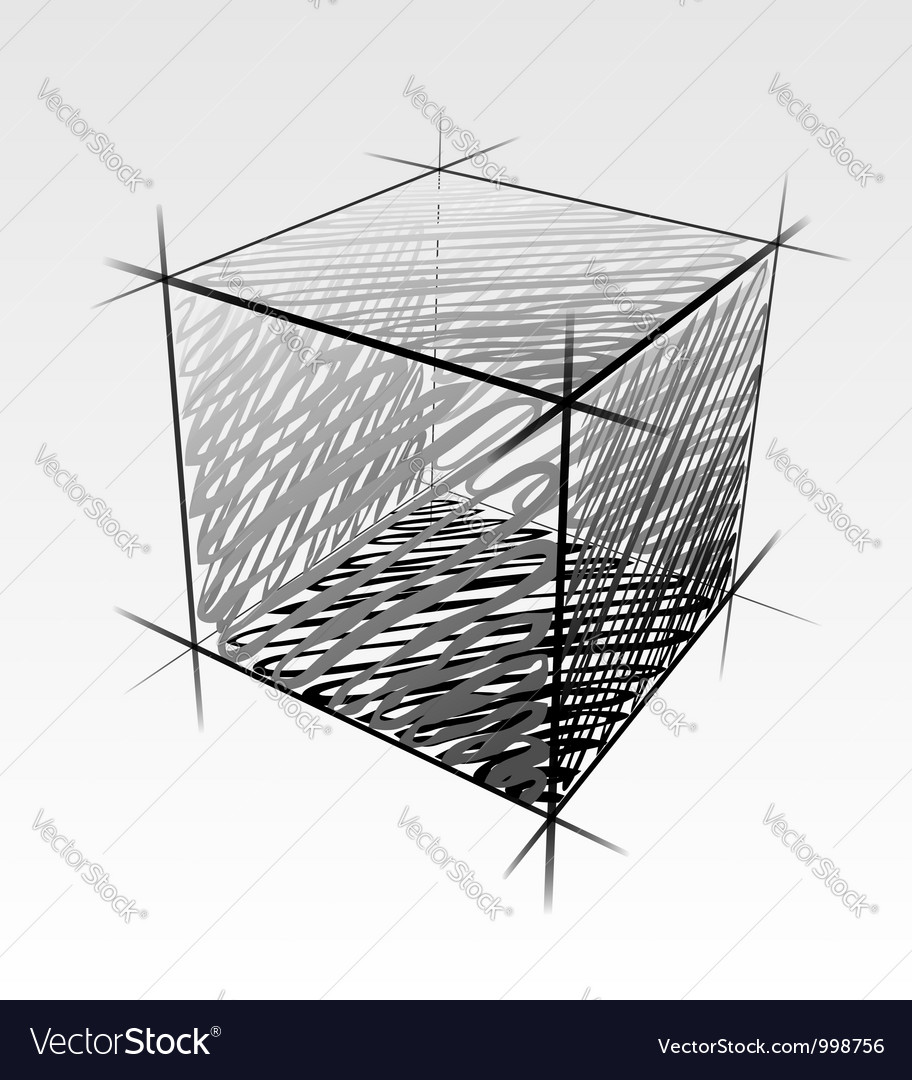 Hand drawn isolated cube Royalty Free Vector Image Hand drawn isolated cube Royalty Free Vector Image