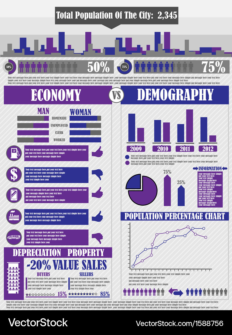 Infographics city purple Royalty Free Vector Image