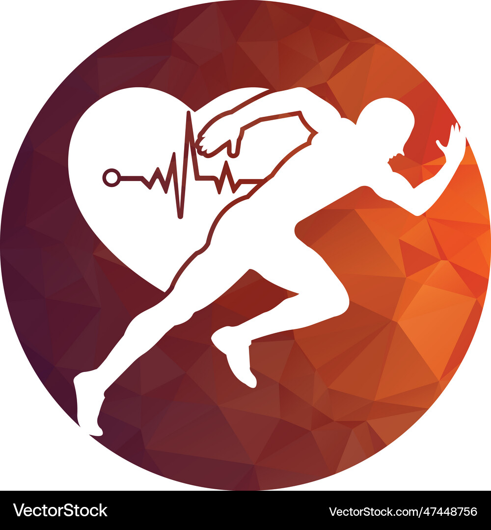 Man avatar running with heart pulse silhouette – Royalty-Free Vector ...