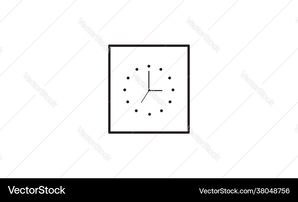 Minimalist square clock logo symbol icon graphic Vector Image