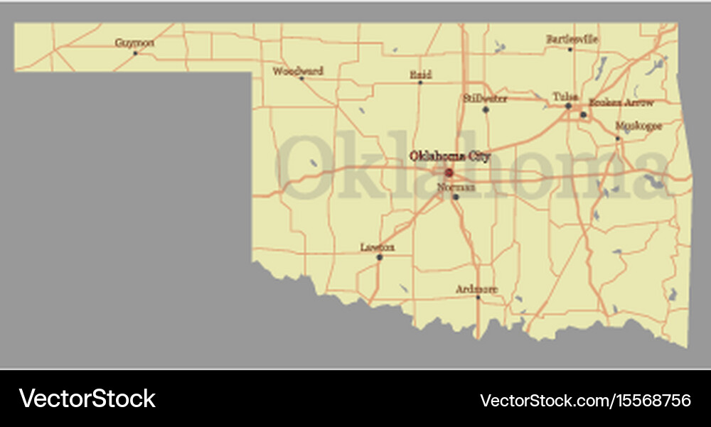 Oklahoma detailed exact detailed state map Vector Image