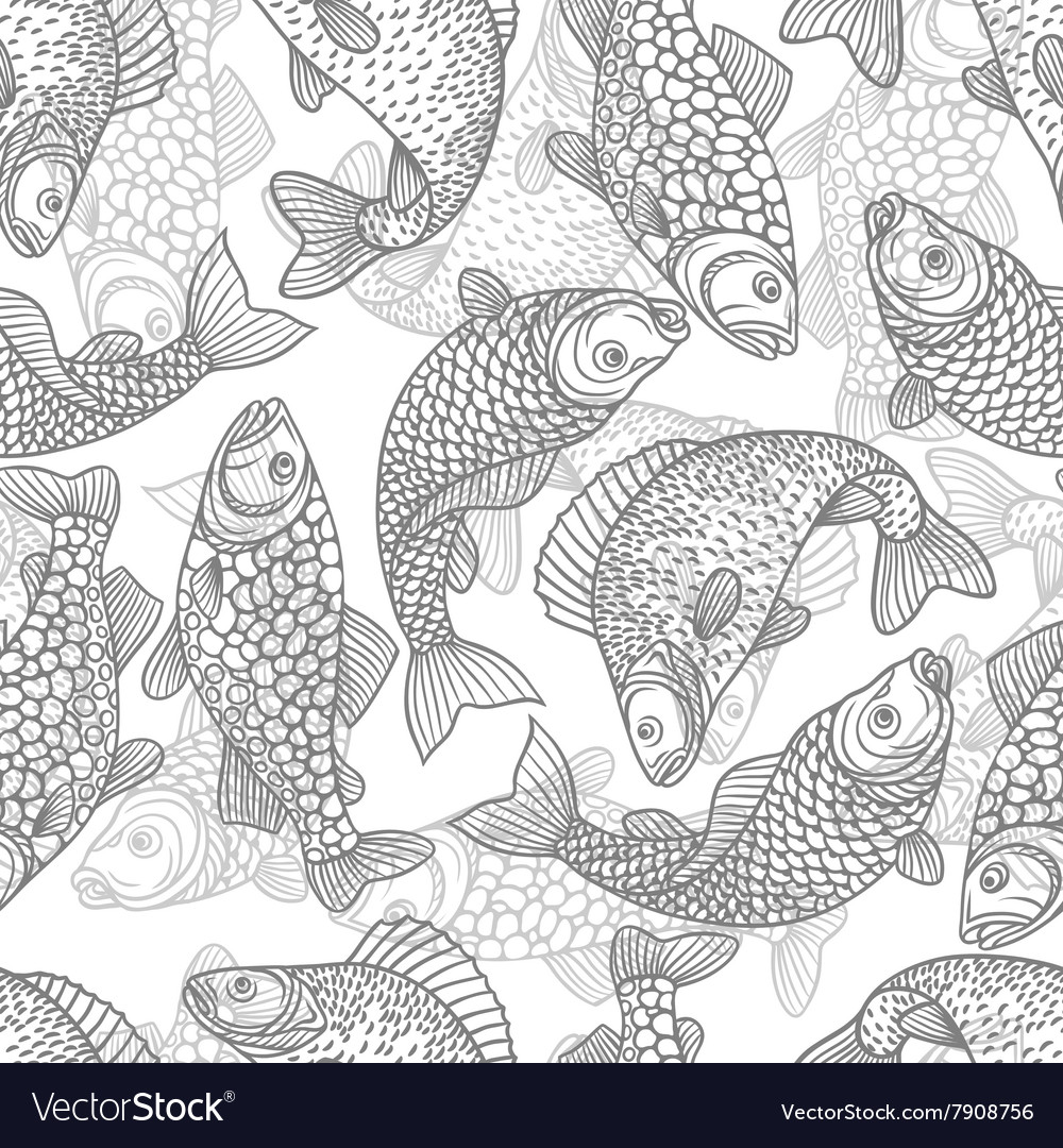 Seamless pattern with decorative fish Background Vector Image