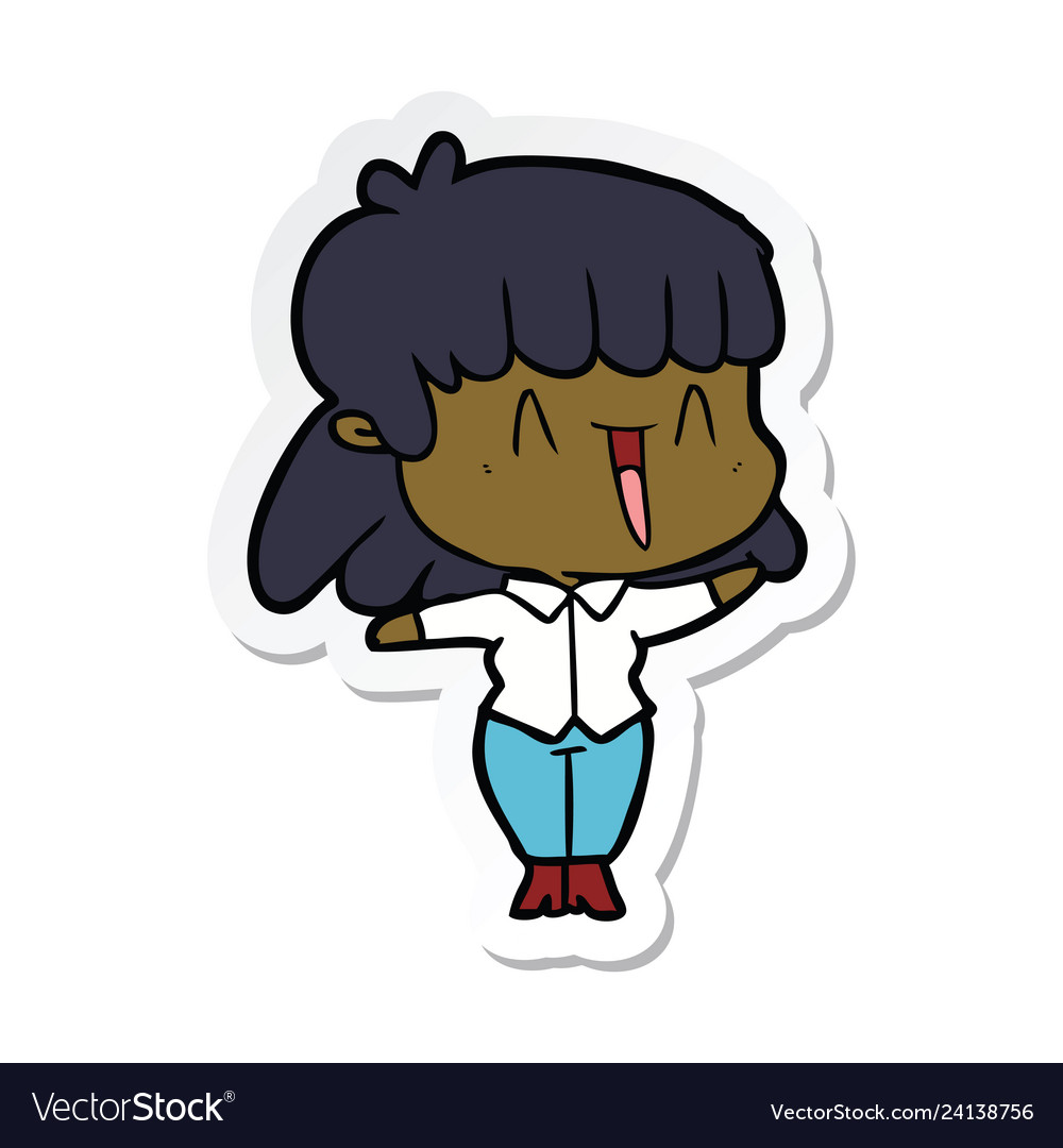 Sticker of a cartoon woman Royalty Free Vector Image