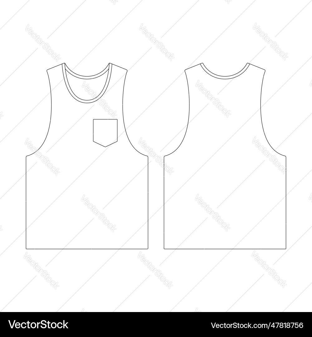 Template tank top cut flat sketch design outline Vector Image