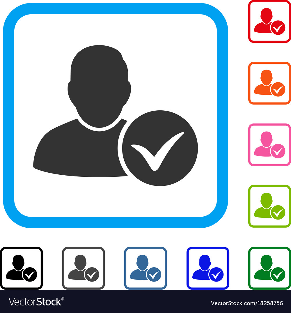 Valid user framed icon Royalty Free Vector Image