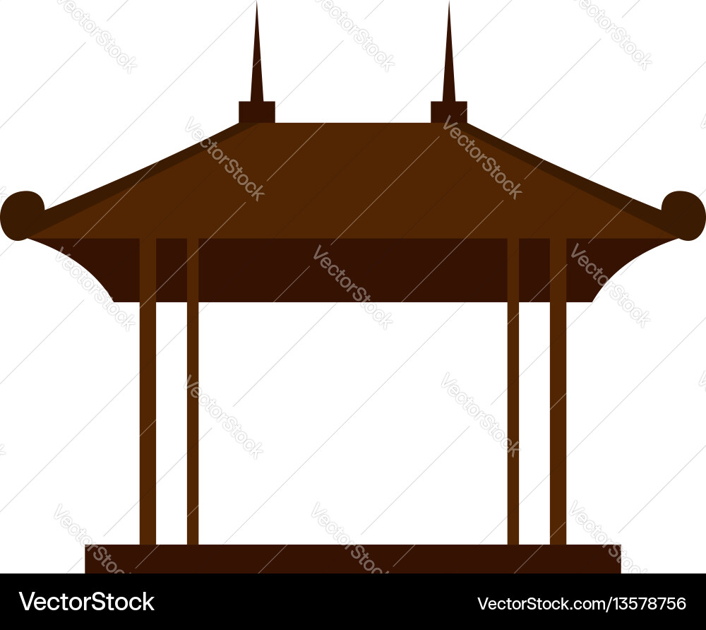 Wooden pavilion icon flat style Royalty Free Vector Image