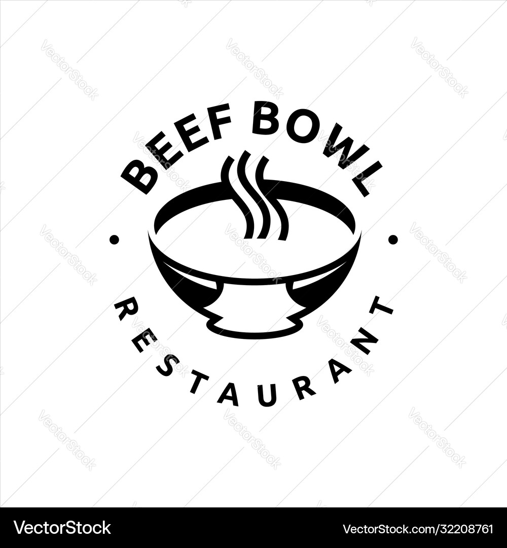 Beef bowl logo healthy cuisine Royalty Free Vector Image