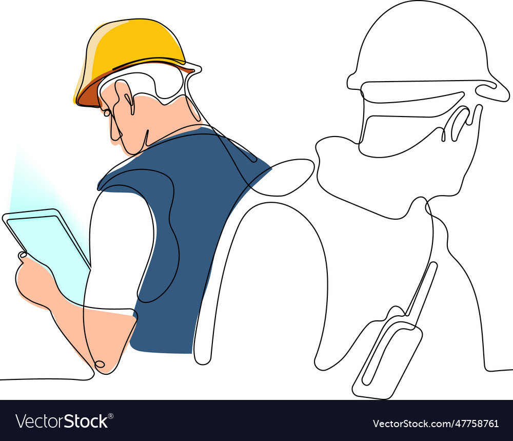 Construction manager and engineer working Vector Image