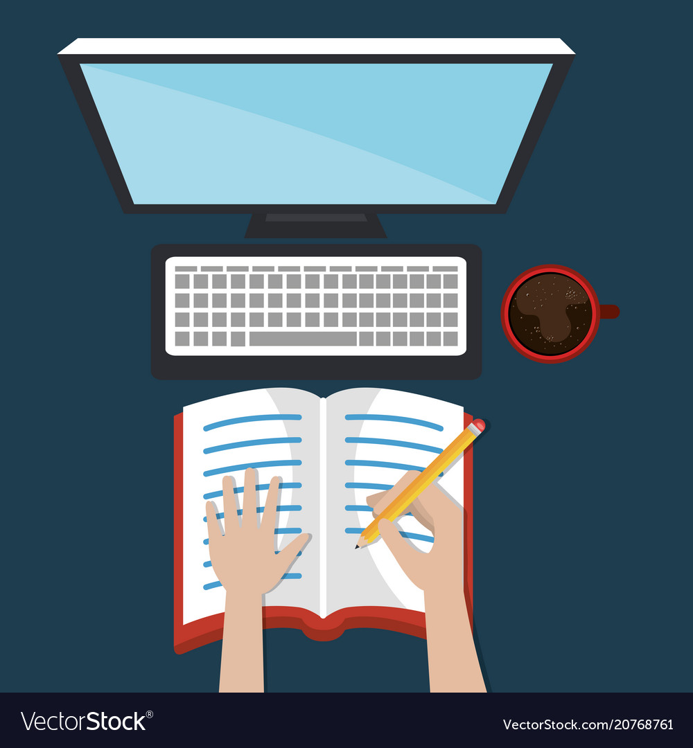 Desktop computer with easy learning icons Vector Image