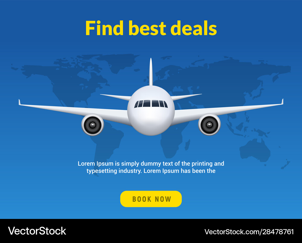 Flight travel trip banner for online booking Vector Image
