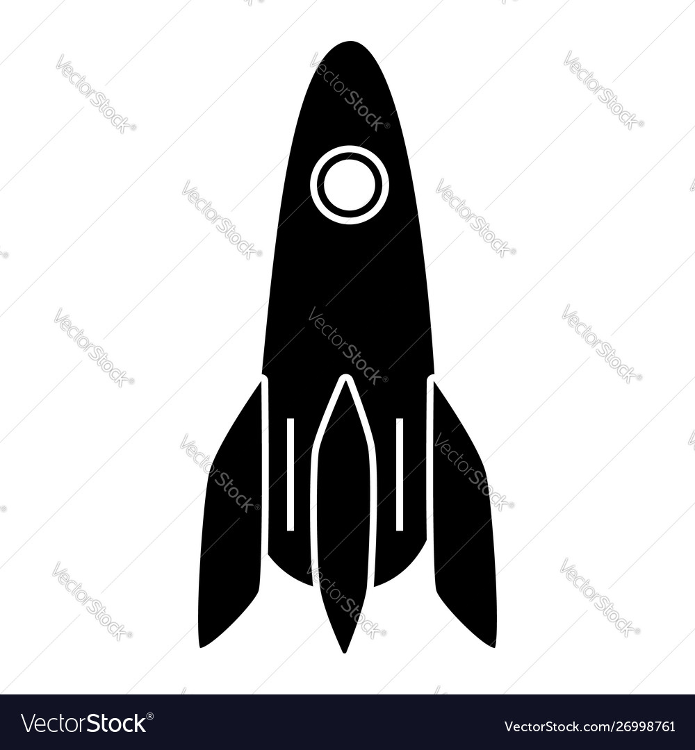 Glyph rocket icon spacecraft symbol spaceship Vector Image