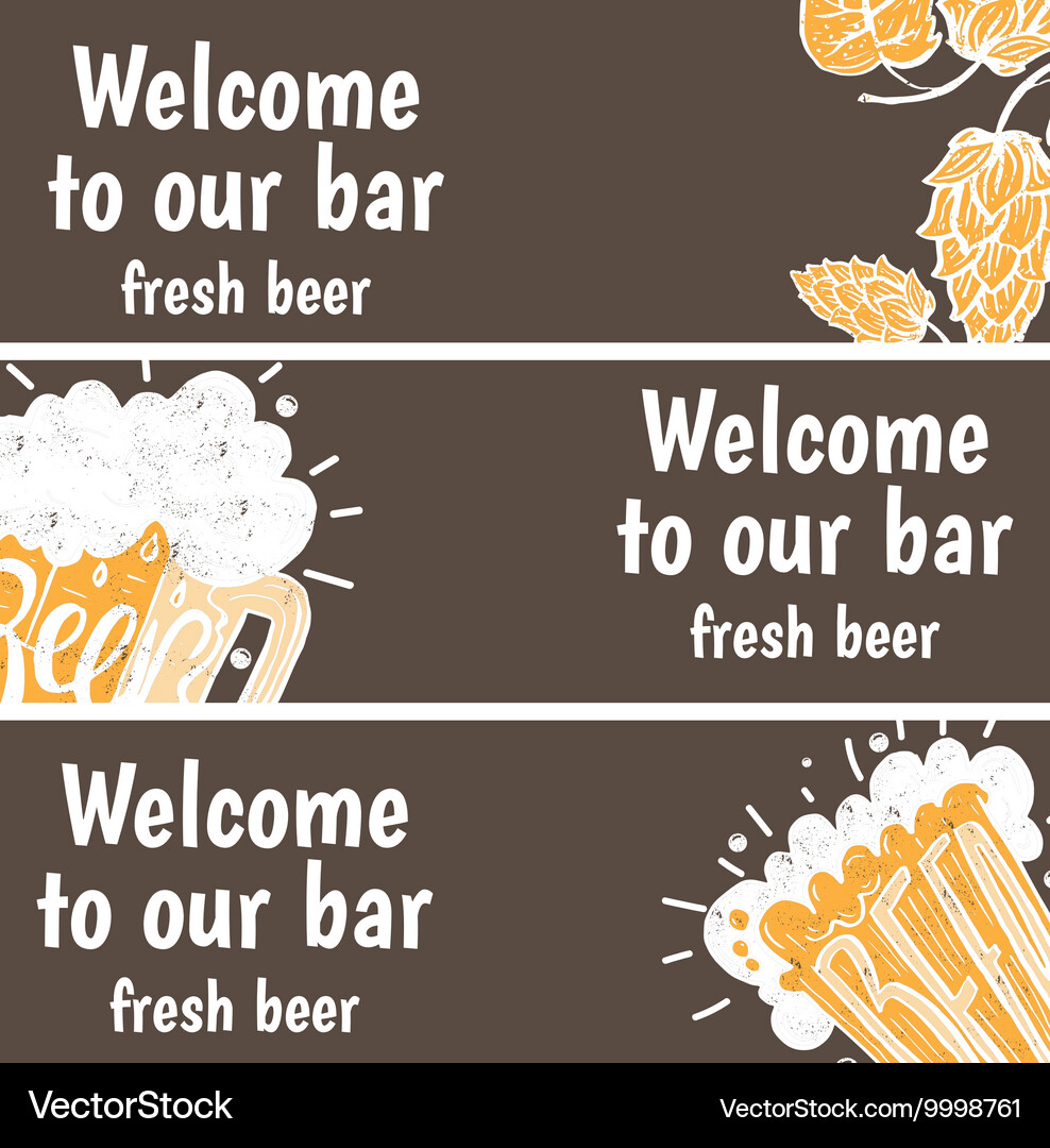 Hand drawn banners with beer in glass mug Vector Image