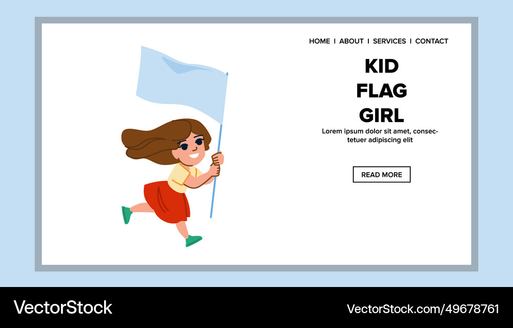 Happy kid flag girl Royalty Free Vector Image - VectorStock