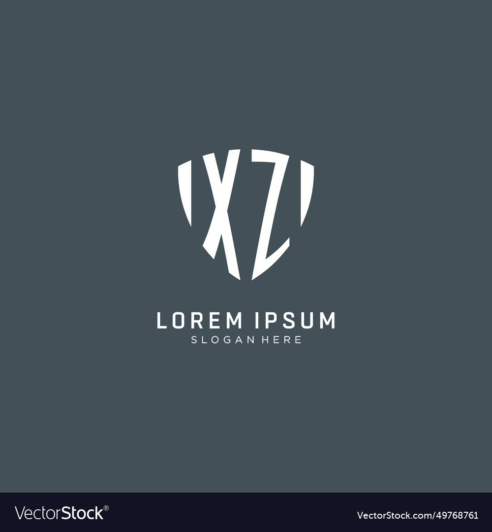 Initials xz logo shield guard shape creative logo Vector Image