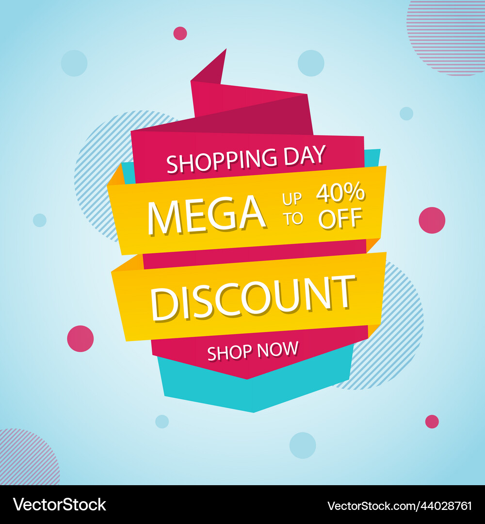 Mega discount shoping day sale banner Royalty Free Vector