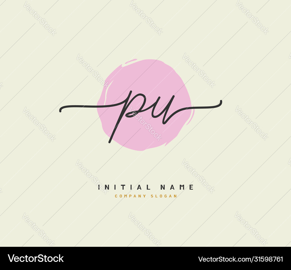 P u pu beauty initial logo handwriting logo Vector Image